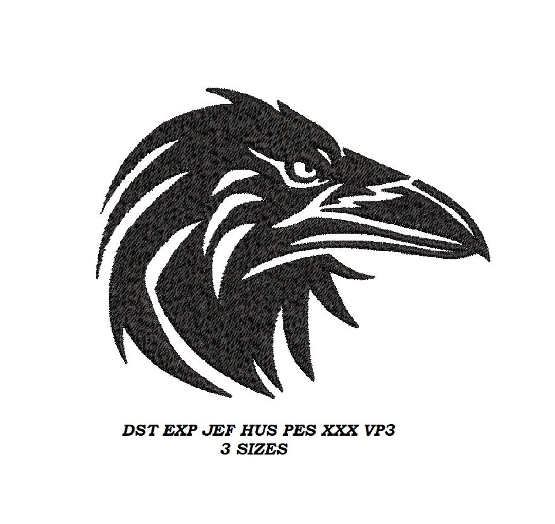 Raven Tribal Embroidery Design 05 - 3 Sizes - Black Raven Head ...