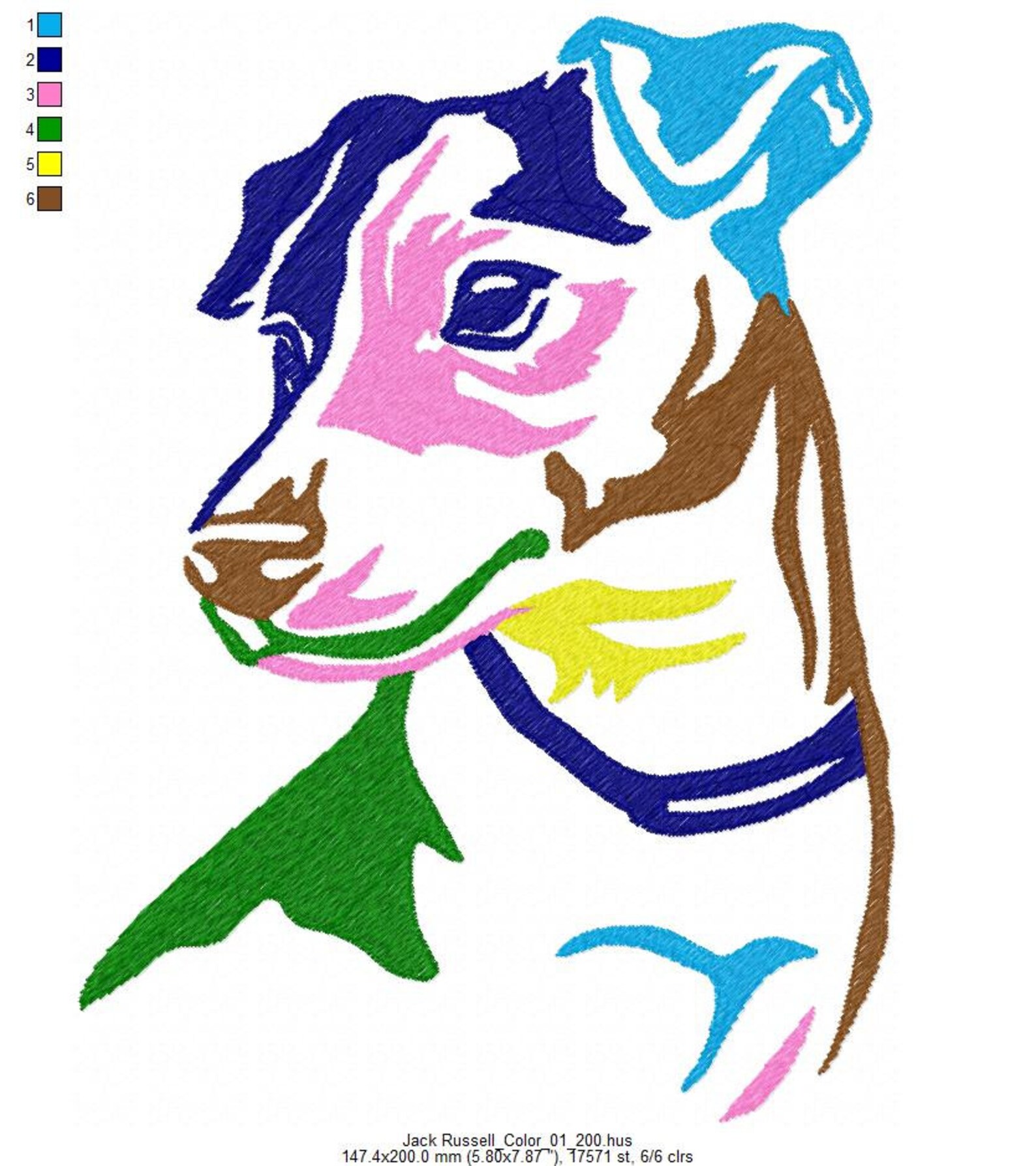 Jack Russell Dog Embroidery Design - 4 Sizes - Embroidery Pattern ...