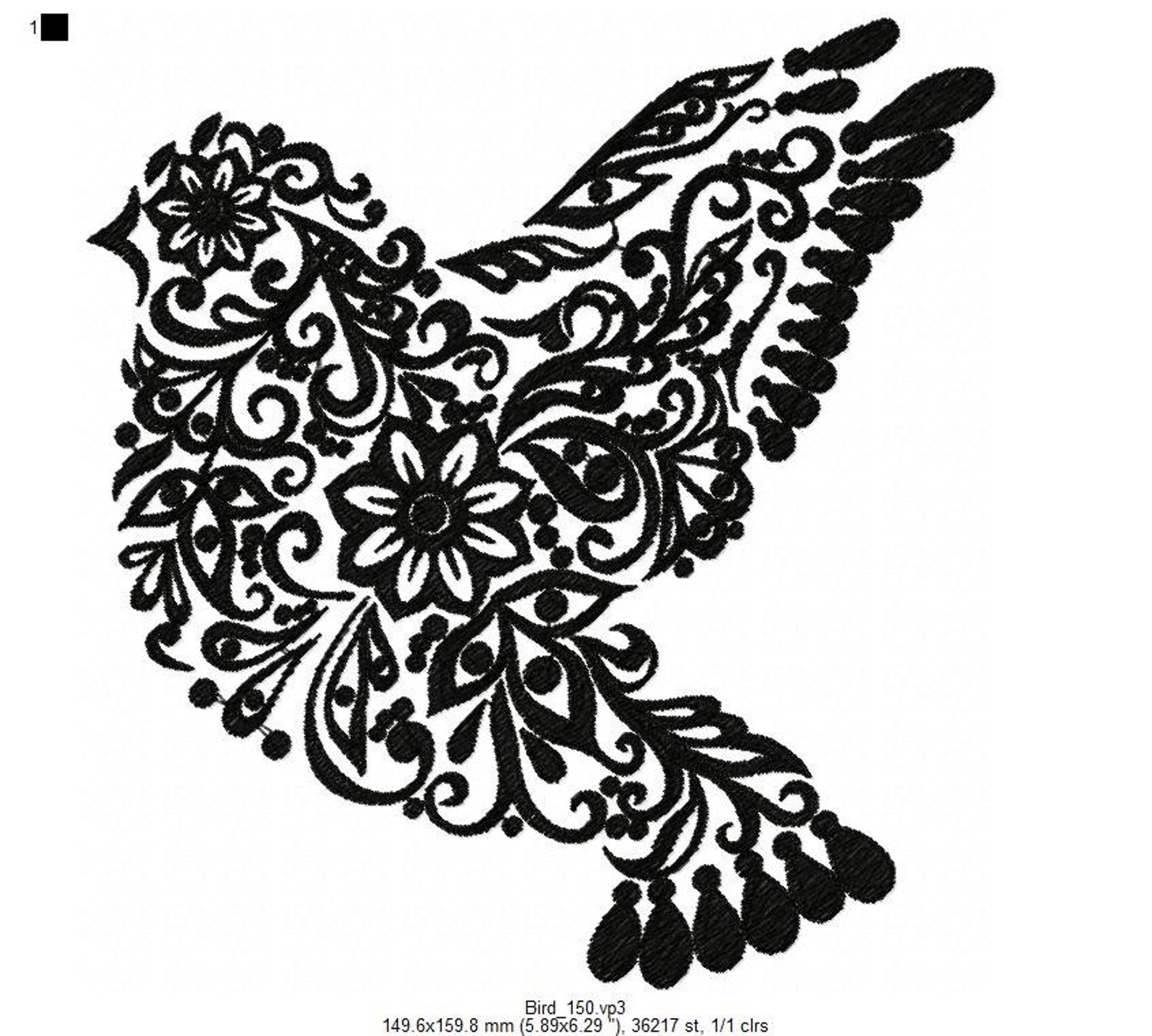Bird Machine Embroidery Design - 3 Sizes - Floral Bird Embroidery ...