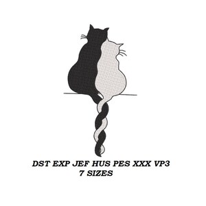 Cats in Love Machine Embroidery Design - 7 Sizes - Pet Lover Contour ...