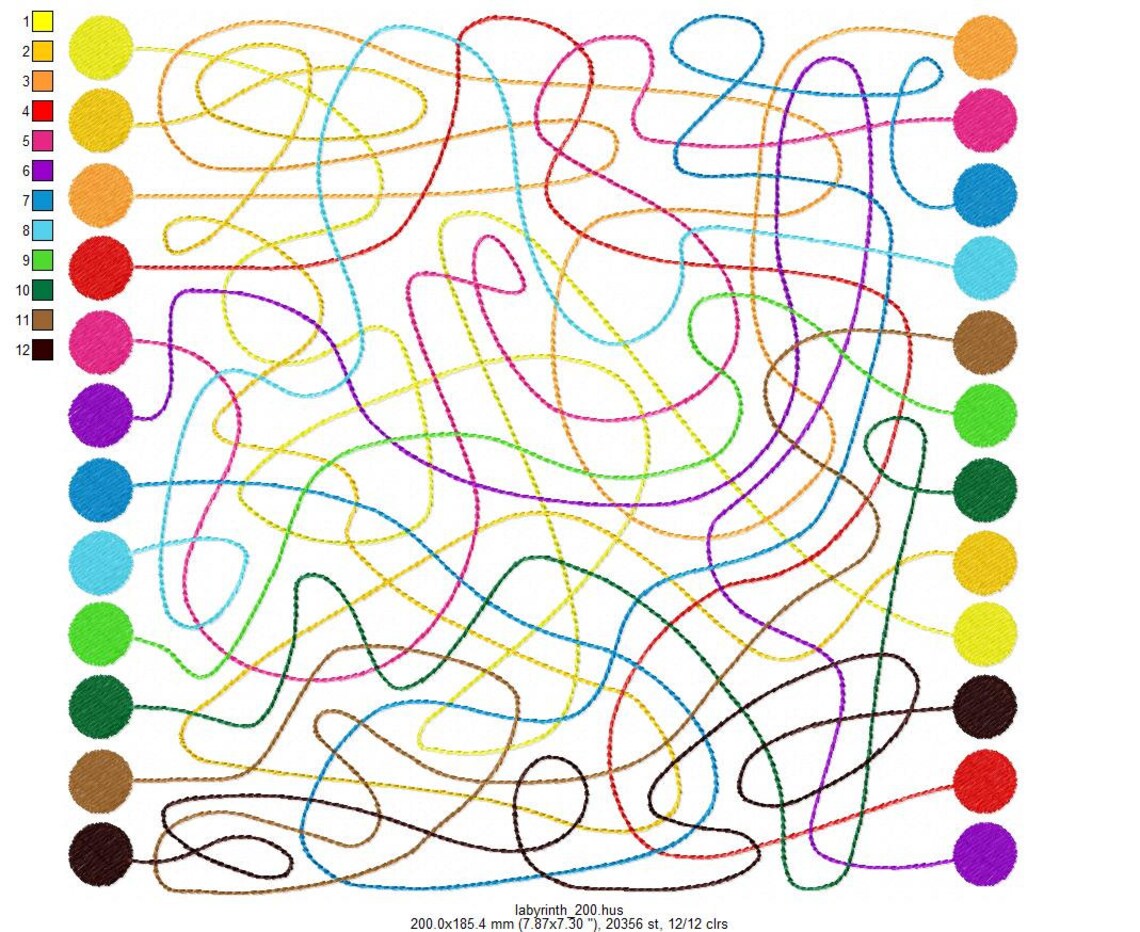 Labyrinth Machine Embroidery Design 6 Sizes Kids | Etsy