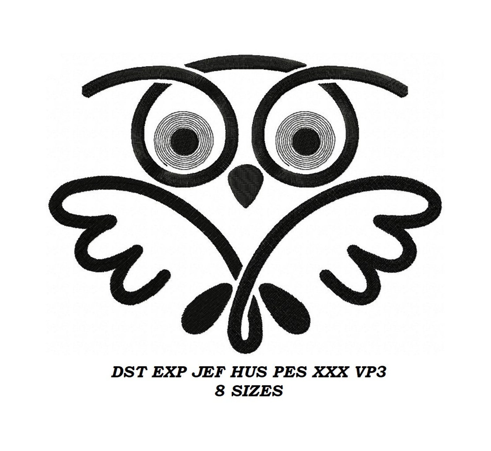 Owl Embroidery Design 8 Sizes Owl Embroidery Pattern - Etsy