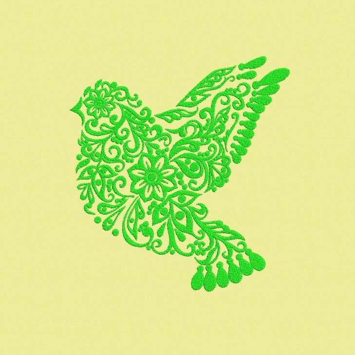 Bird Machine Embroidery Design - 3 Sizes - Floral Bird Embroidery ...