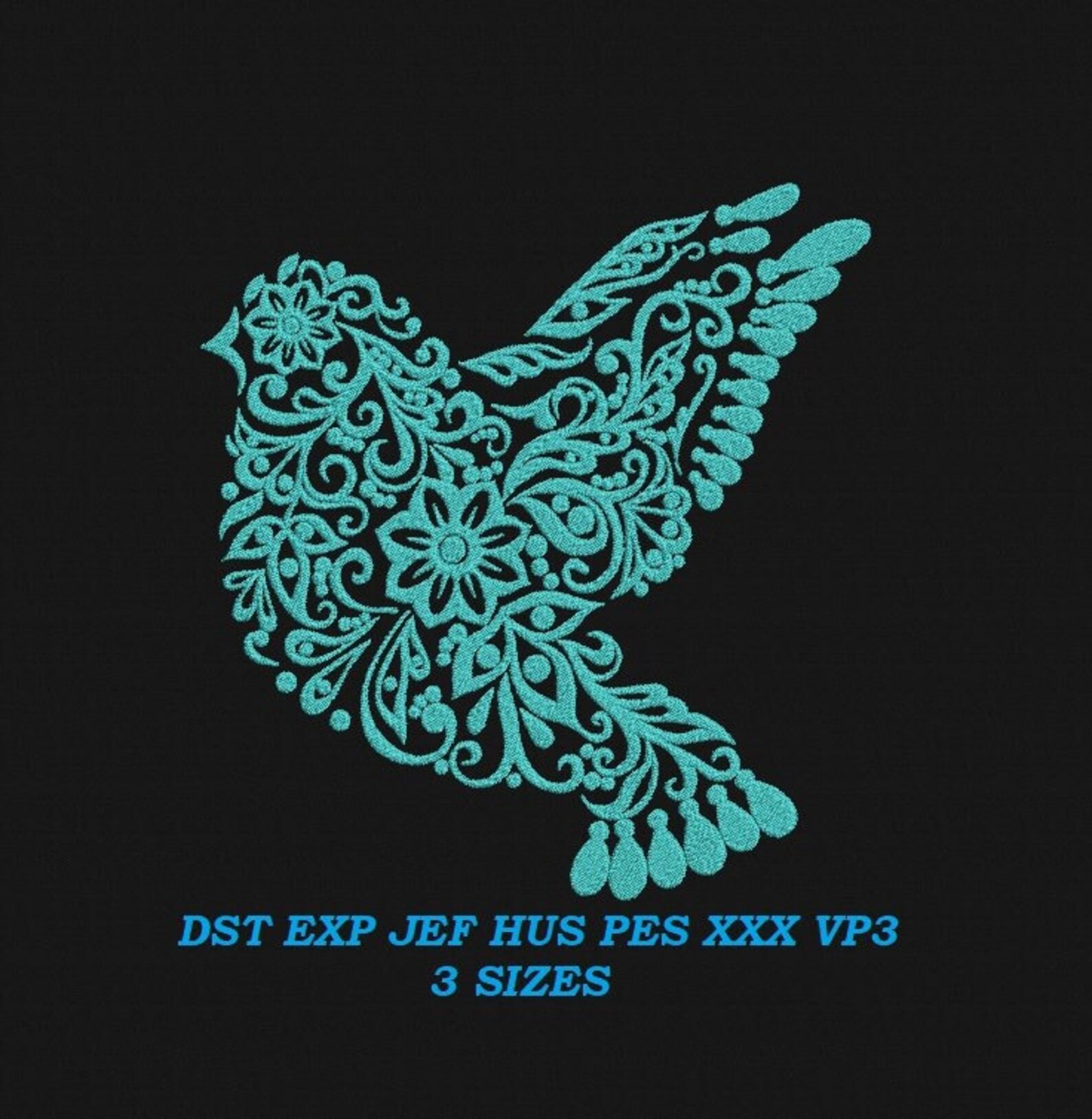 Bird Machine Embroidery Design - 3 Sizes - Floral Bird Embroidery ...
