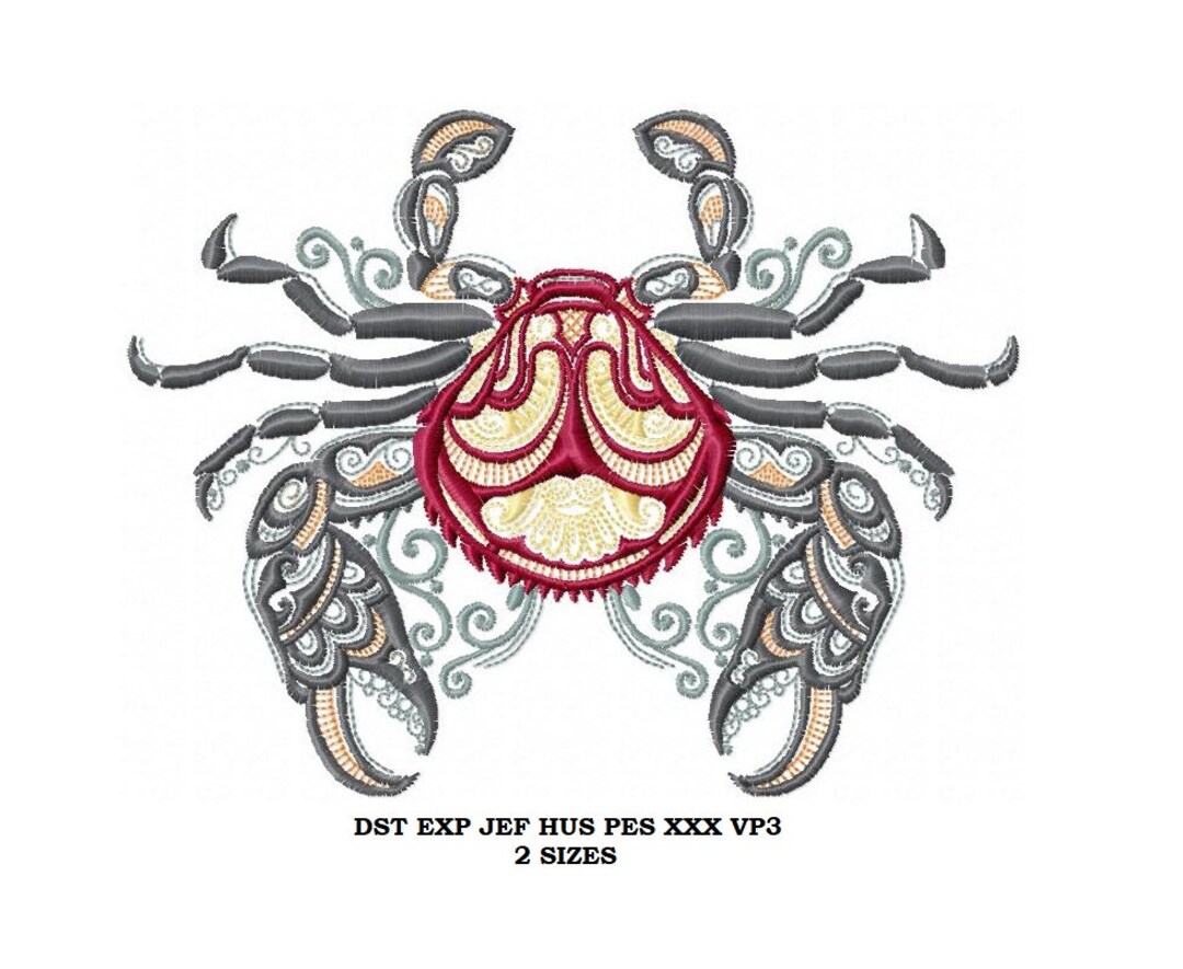 Crab Machine Embroidery Design - 2 SIZES - Embroidery Pattern - Etsy