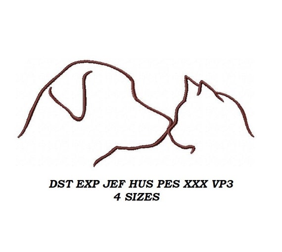 Cat and Dog Machine Embroidery Design 04 4 Sizes Pet Lover | Etsy
