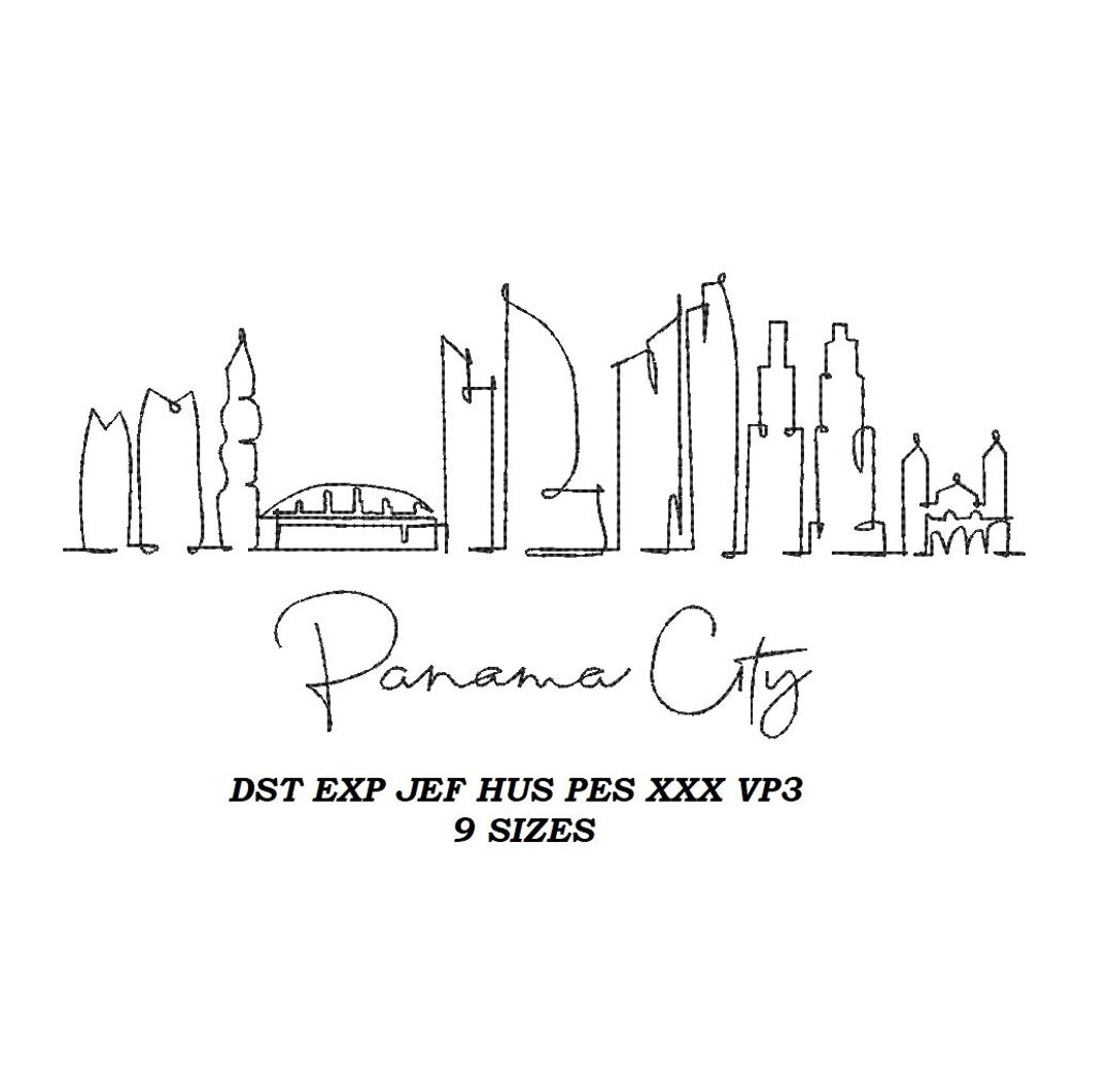 Panama City Embroidery Design - 9 Sizes - One Line Embroidery Pattern ...