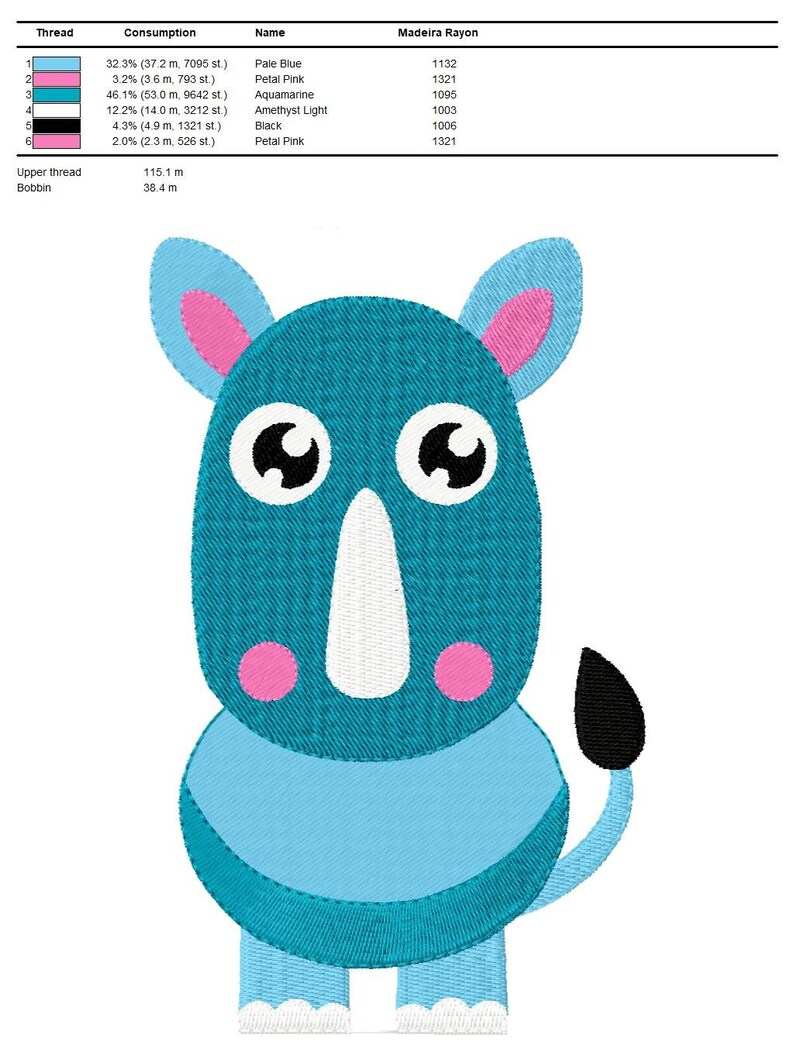 Baby Rhyno Machine Embroidery - 9 Sizes - Kids Embroidery, Cute Animals ...