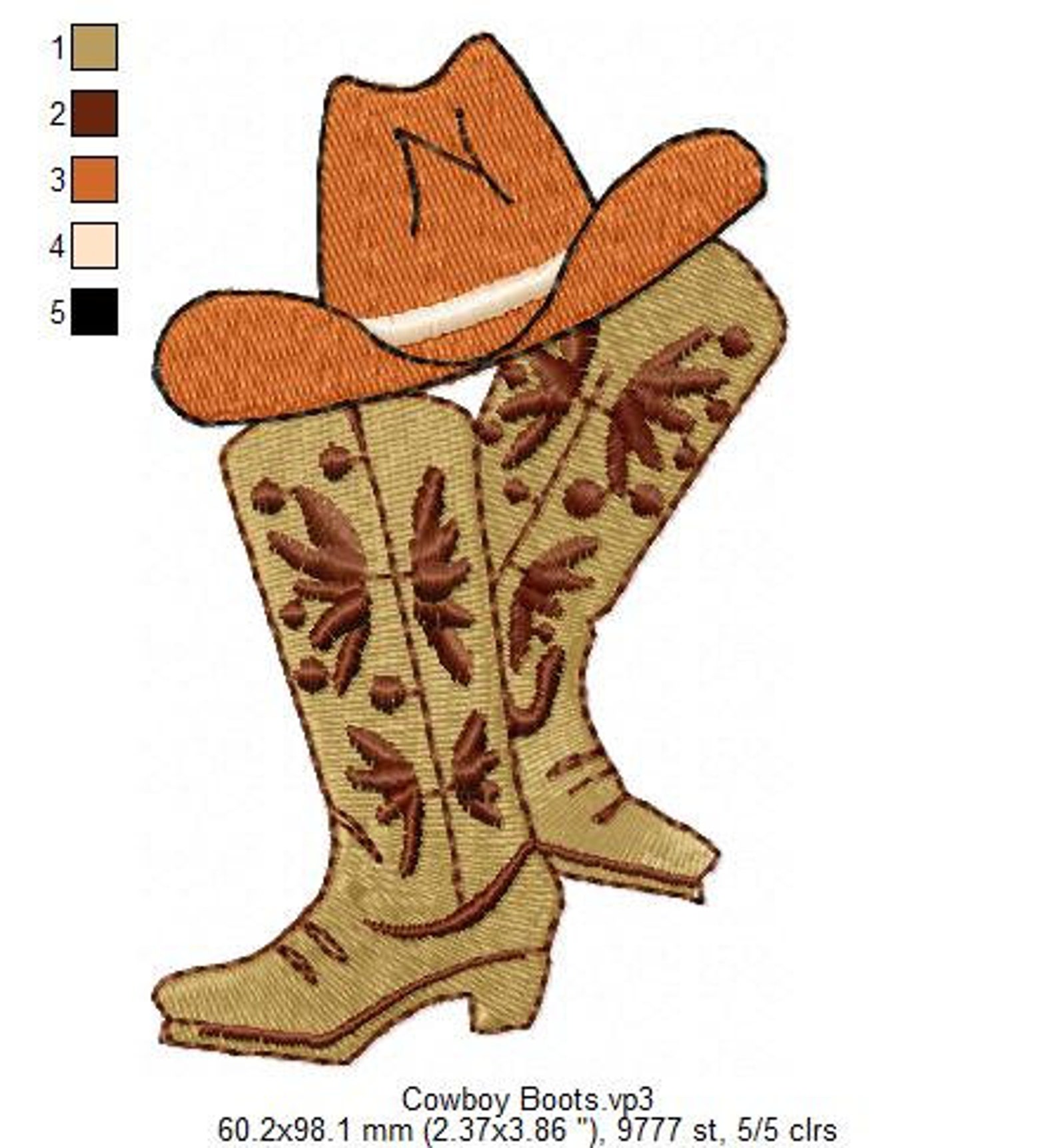 Cowboy Boots and Hat Machine Embroidery Design Embroidery - Etsy
