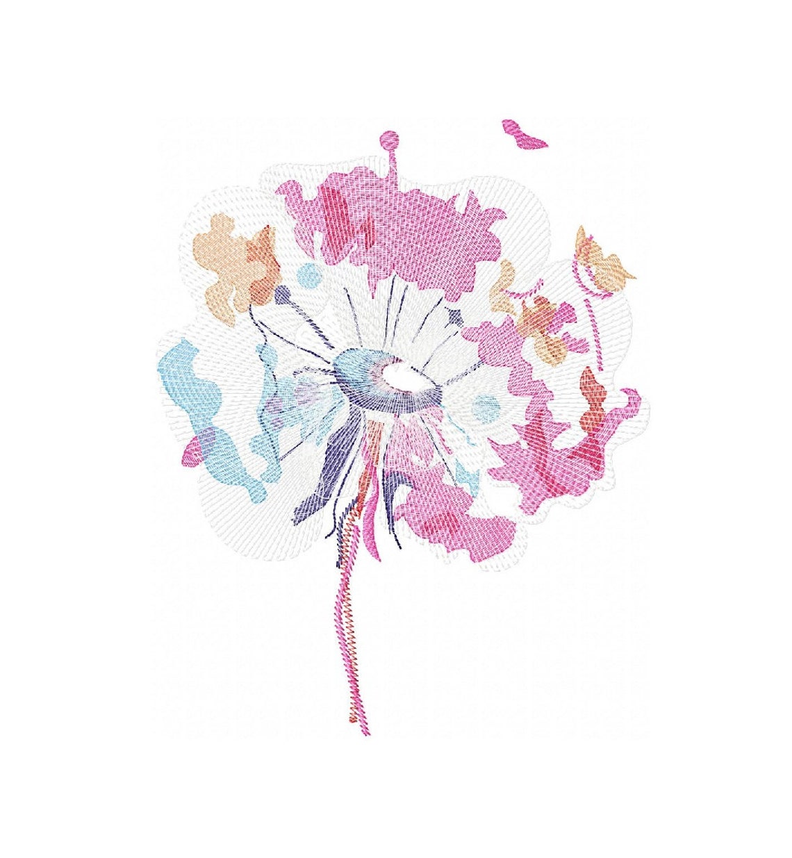 Watercolor Flower Machine Embroidery Design Embroidery - Etsy