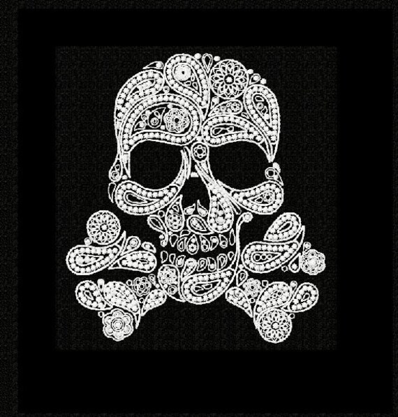 Lace Skull2 Machine Embroidery Design Embroidery Pattern | Etsy
