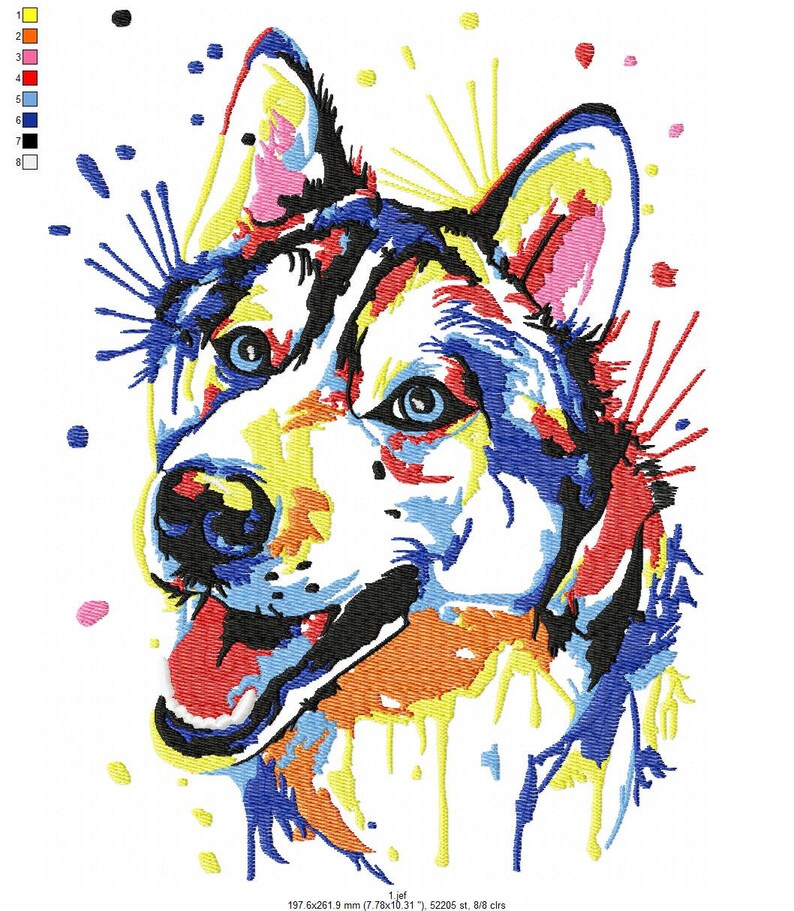Husky Machine Embroidery Design 3 Sizes Embroidery Pattern | Etsy