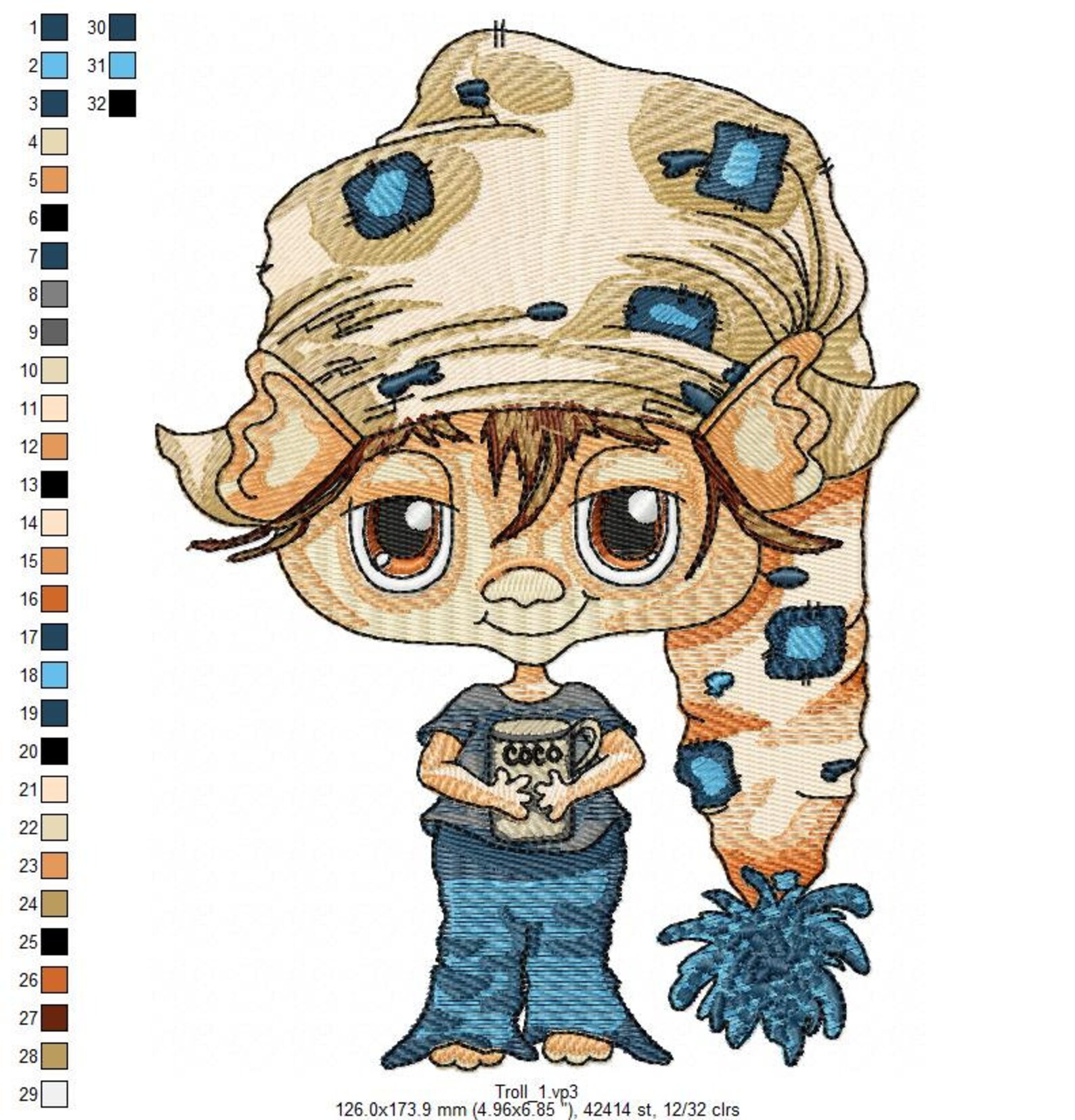 Little Troll Machine Embroidery Design - Kids Embroidery Instant ...