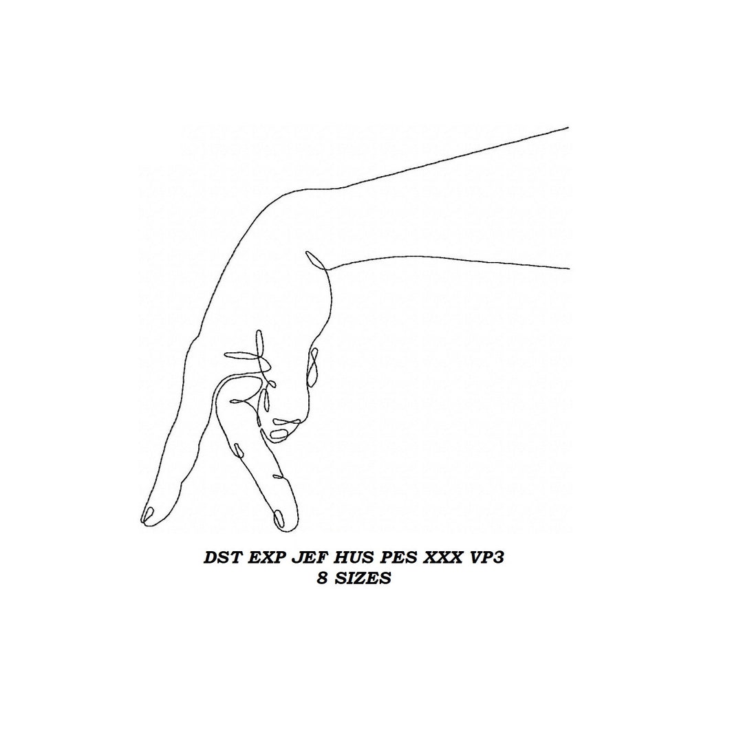 Hand Machine Embroidery Design - 8 Sizes - Contour Stitch Embroidery ...