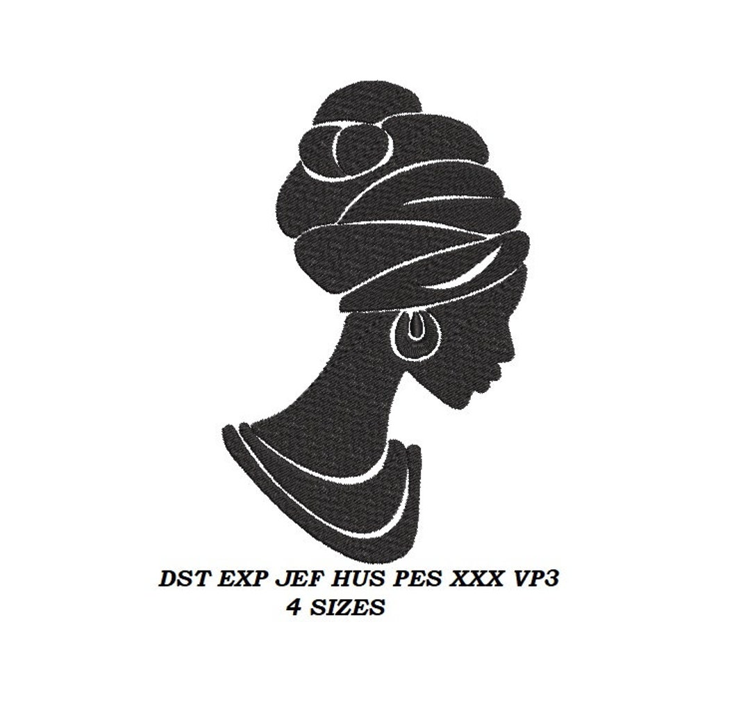 Afro Woman Machine Embroidery Design, Black Girl Embroidery Design 4 ...