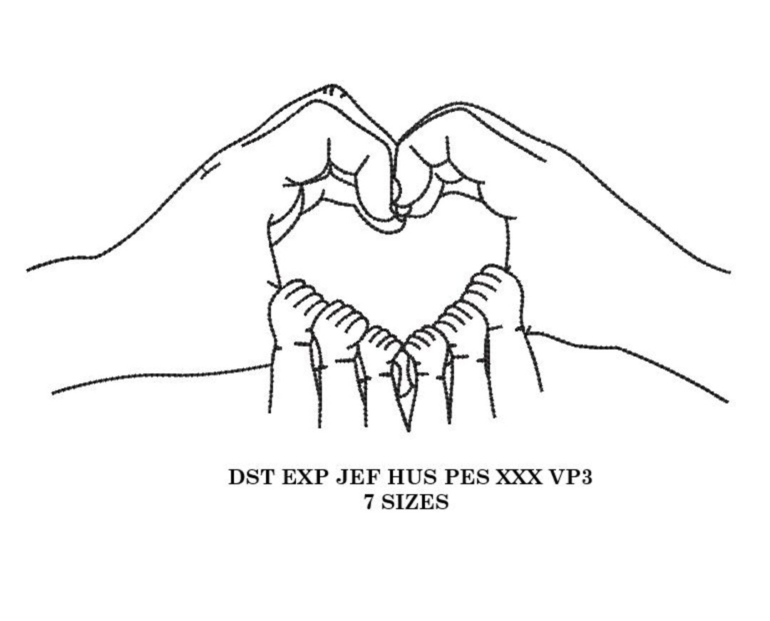 Family Hands Machine Embroidery Design - 6 Kids - 8 Sizes - Heart Hands ...