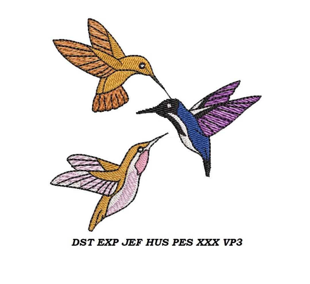 Hummingbirds Machine Embroidery Design 13 - Bird Embroidery Pattern ...
