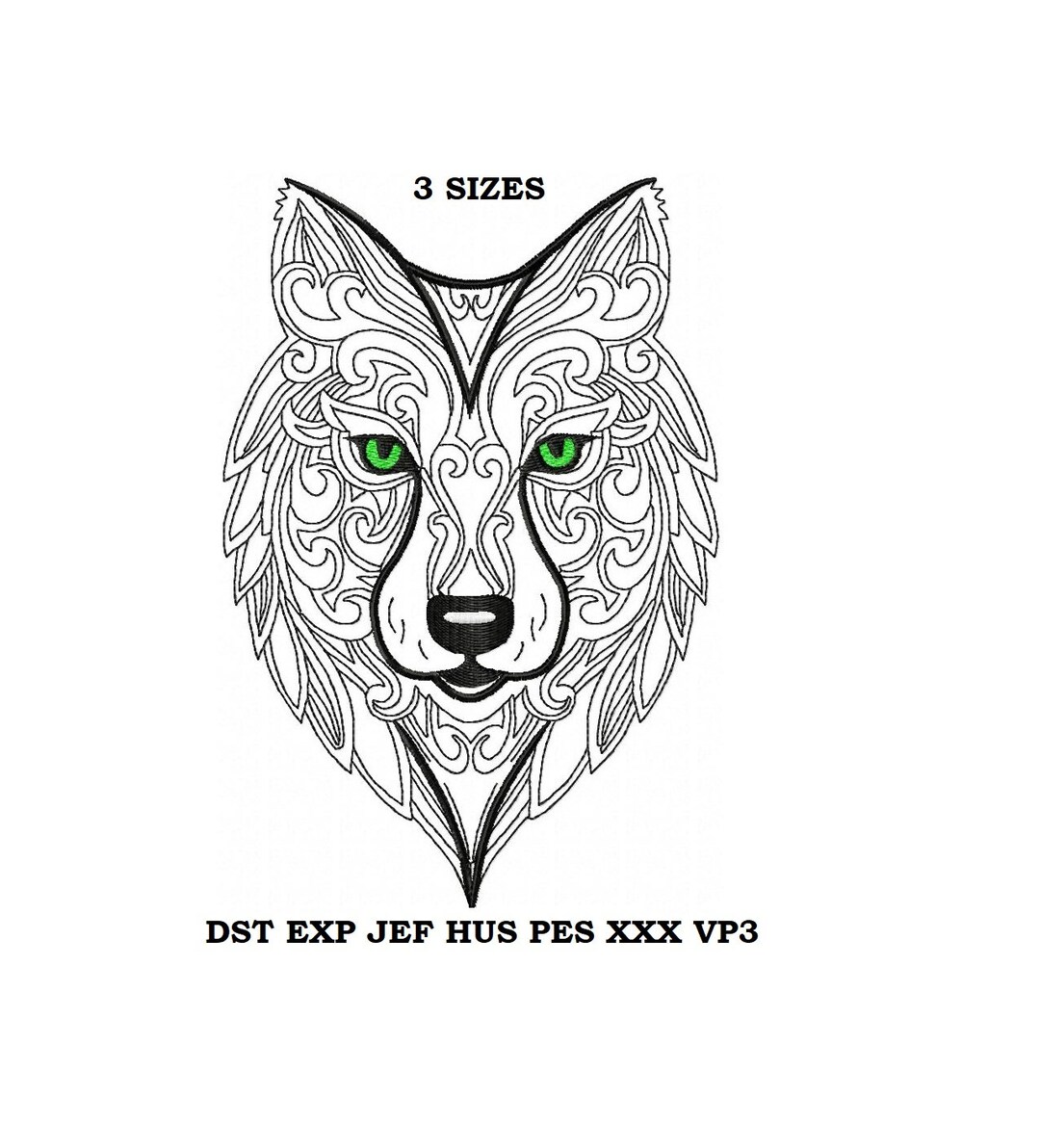 Wolf Embroidery Design01 - Contour Stitch Embroidery Pattern, Line Art ...