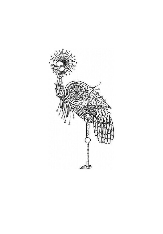 Peacock2 Embroidery Design Contour Stitch Embroidery | Etsy