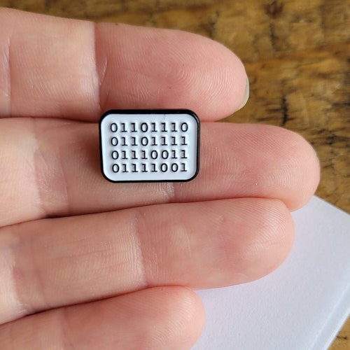 Nosy Soft Enamel Pin Badge in Binary Code Typography - Etsy UK