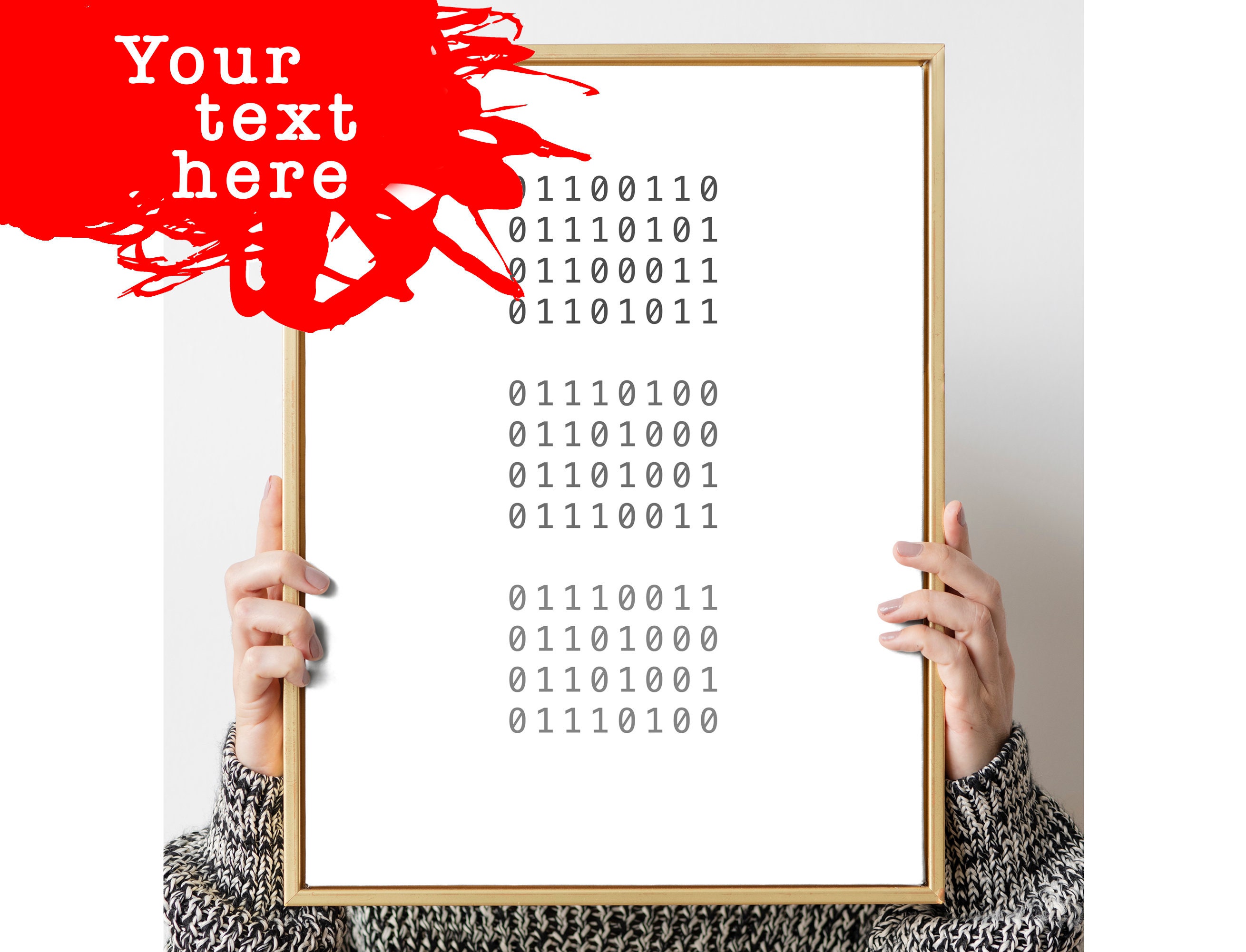 CUSTOM binary code wall art your quote here minimalist | Etsy