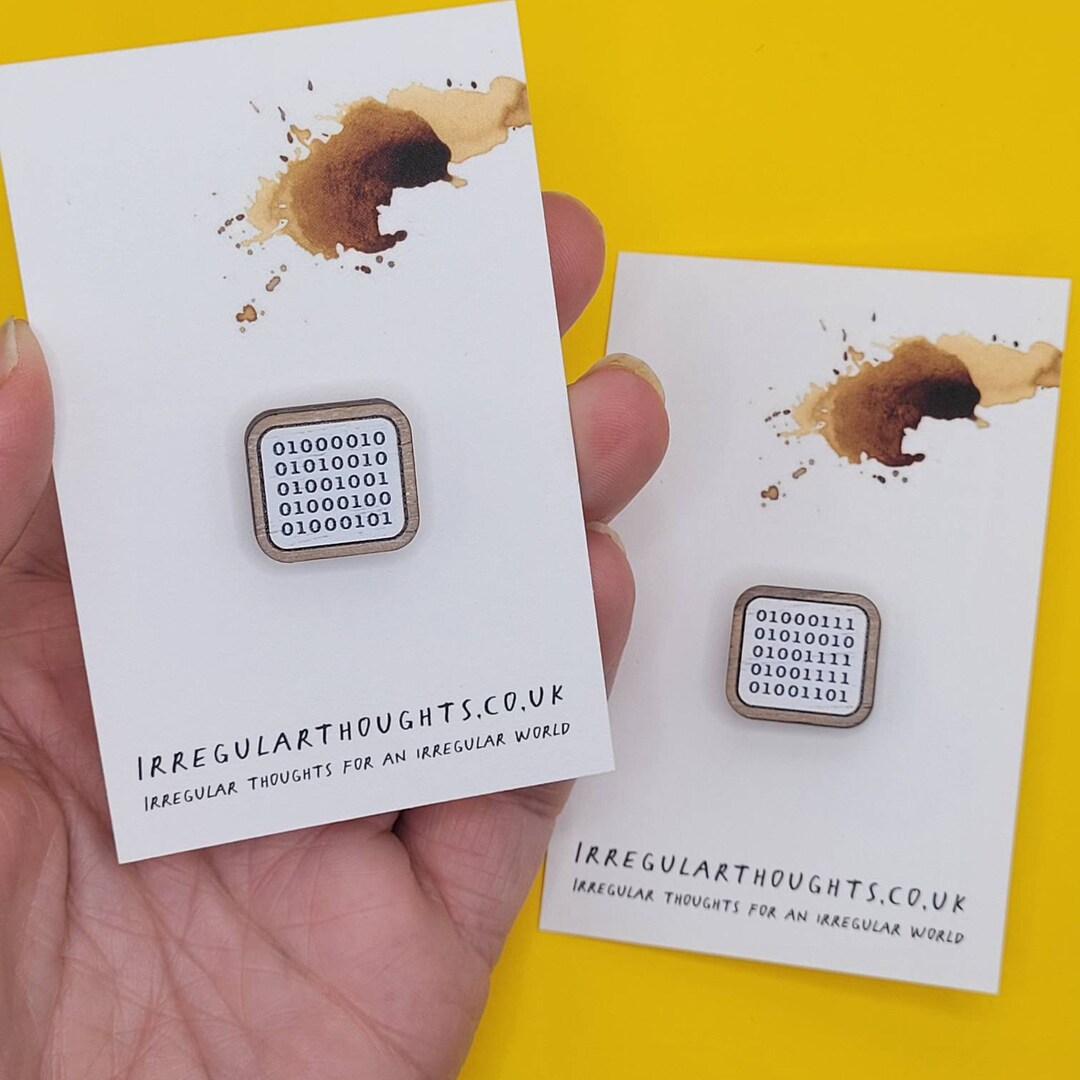 Bride and Groom | Wooden Pin Badge in Binary Code | Lapel Pin | Eco - Etsy