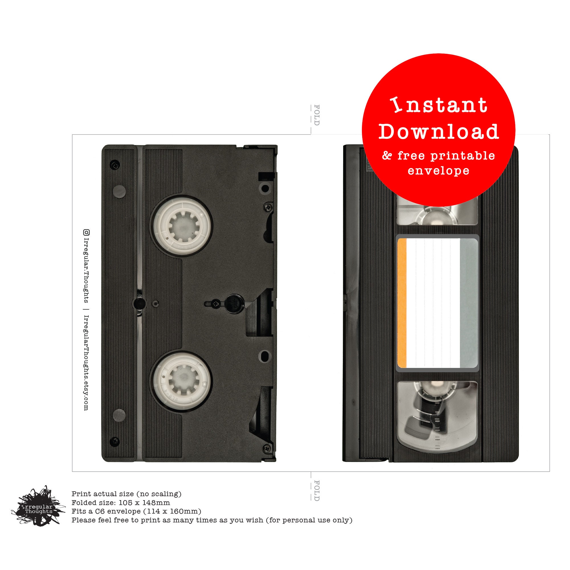 Retro write your own message card VHS blank card geek | Etsy