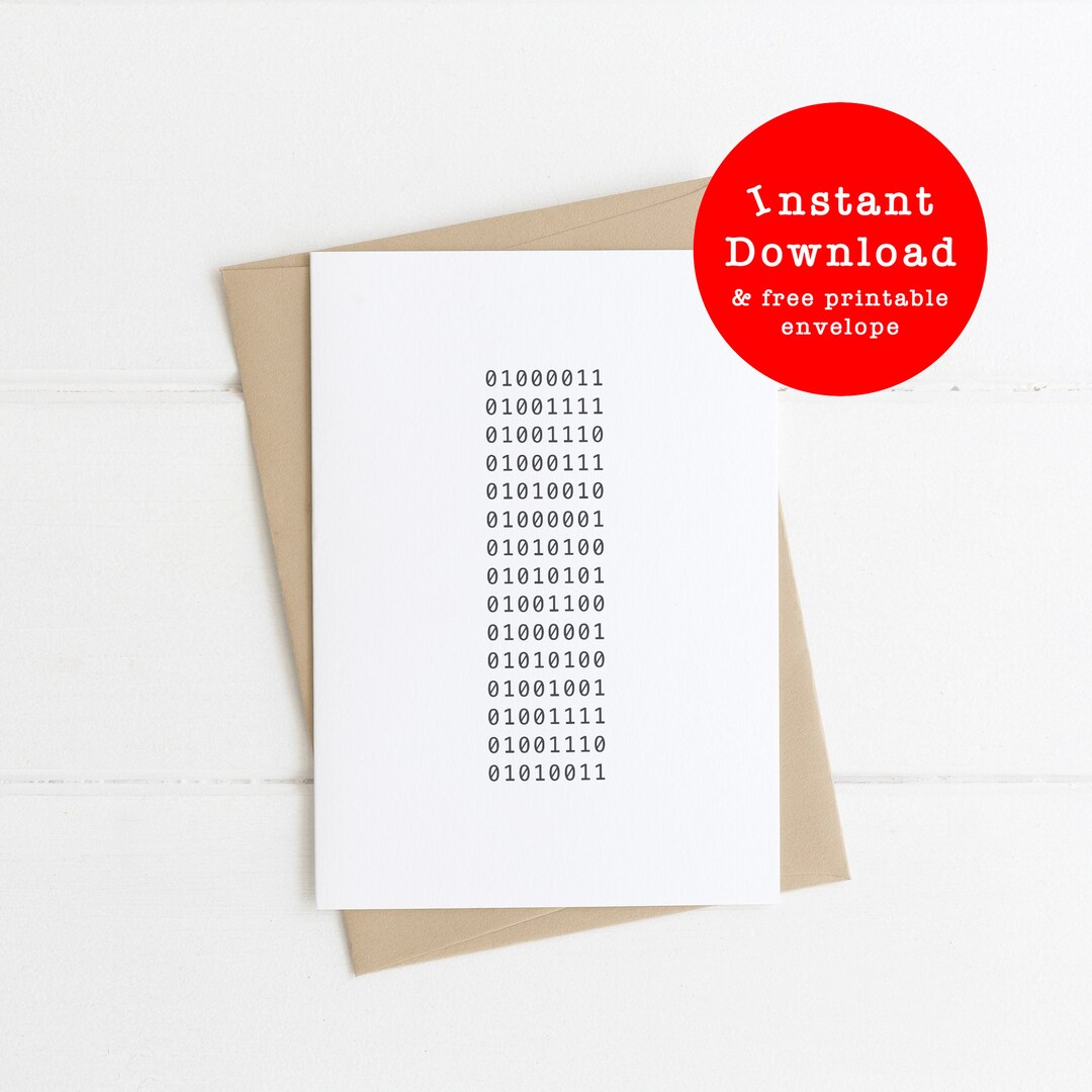 Congratulations Card | Instant Download | Geek | Secret Message ...