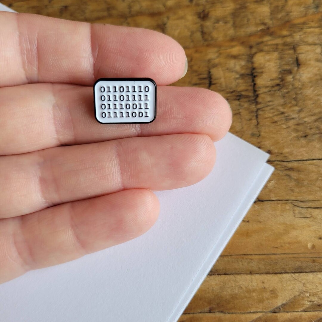 Nosy Soft Enamel Pin Badge in Binary Code Typography - Etsy UK