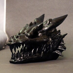 Black Dragon Head Sculpture Large Dragon Skull Decor Full - Etsy