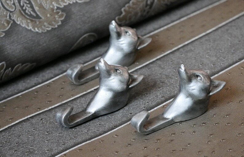 Original silver gold Fox head Hooks hangers towel Wall | Etsy