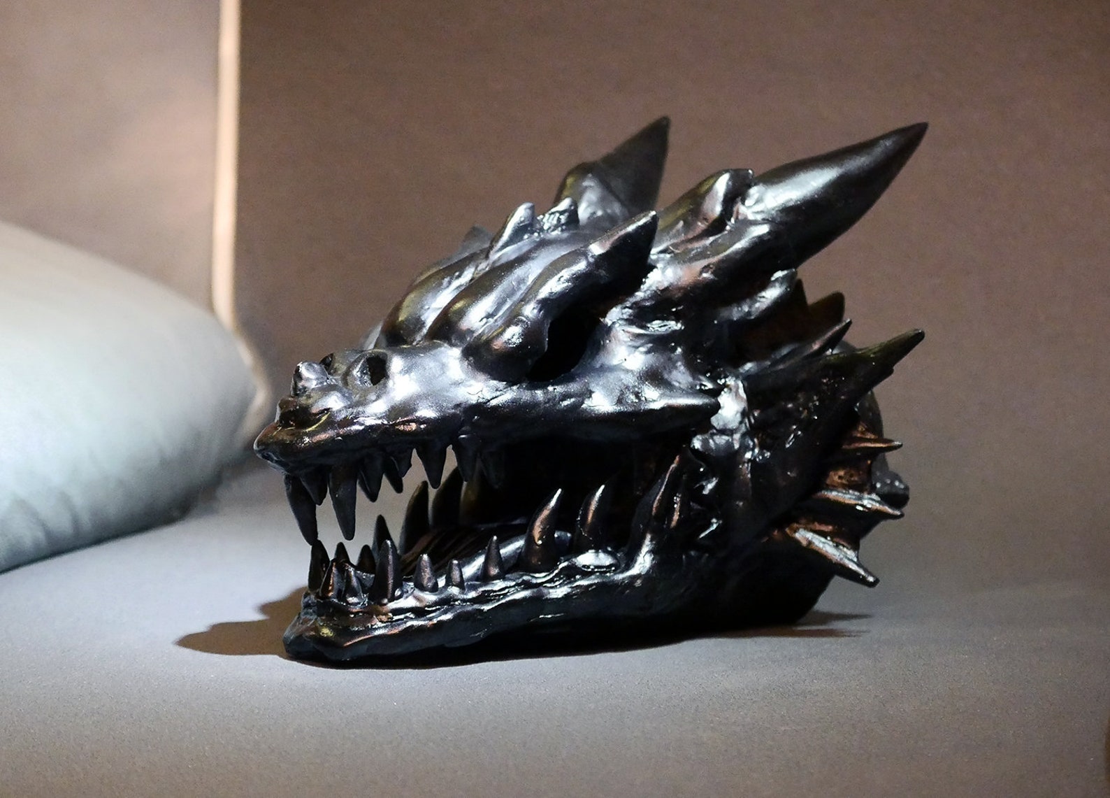 Black Dragon Head Sculpture Large Dragon Skull Decor Full - Etsy