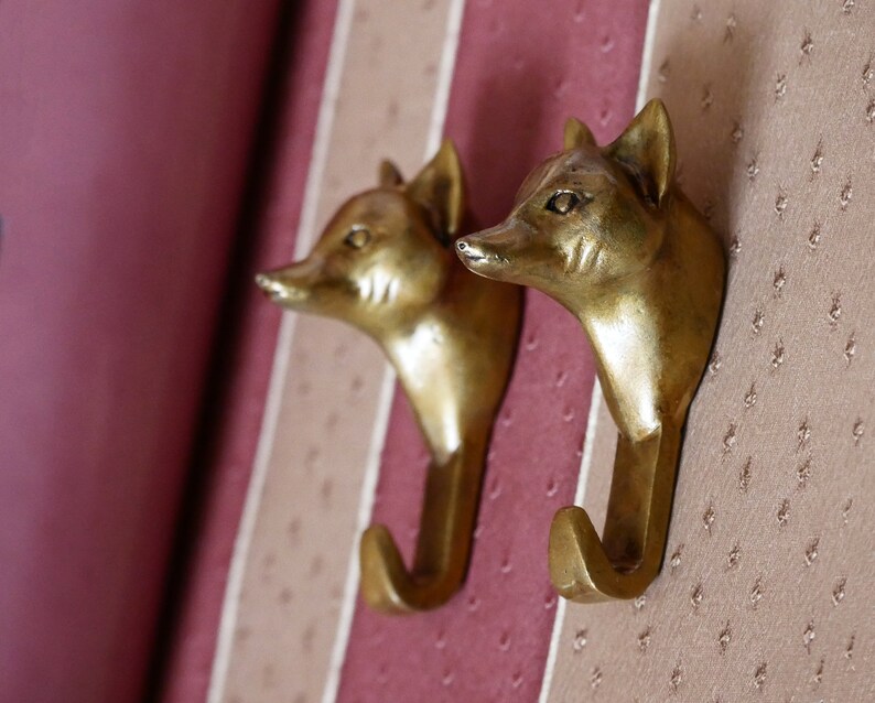 Original silver gold Fox head Hooks hangers towel Wall | Etsy