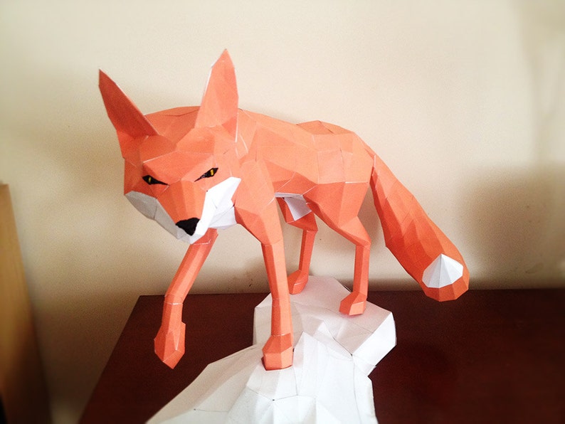 Fox Design Sculpture pepakura. Papercraft. 3d animal. 3d | Etsy