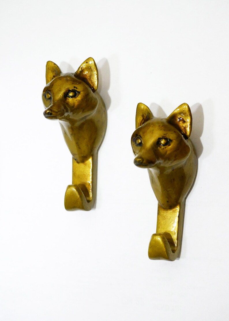 Original silver gold Fox head Hooks hangers towel Wall | Etsy