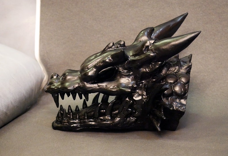 Black Dragon Head Sculpture Large Dragon Skull Decor Full - Etsy