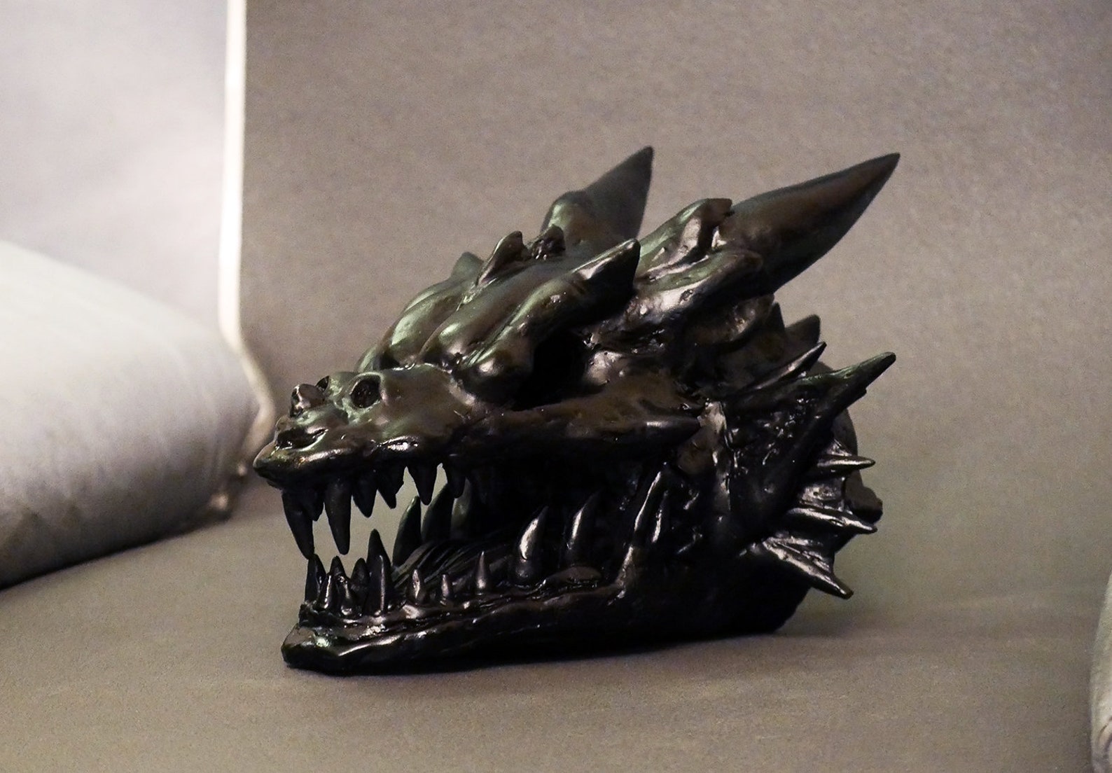 Black Dragon Head Sculpture Large Dragon Skull Decor Full - Etsy