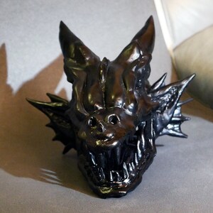 Black Dragon Head Sculpture Large Dragon Skull Decor Full - Etsy