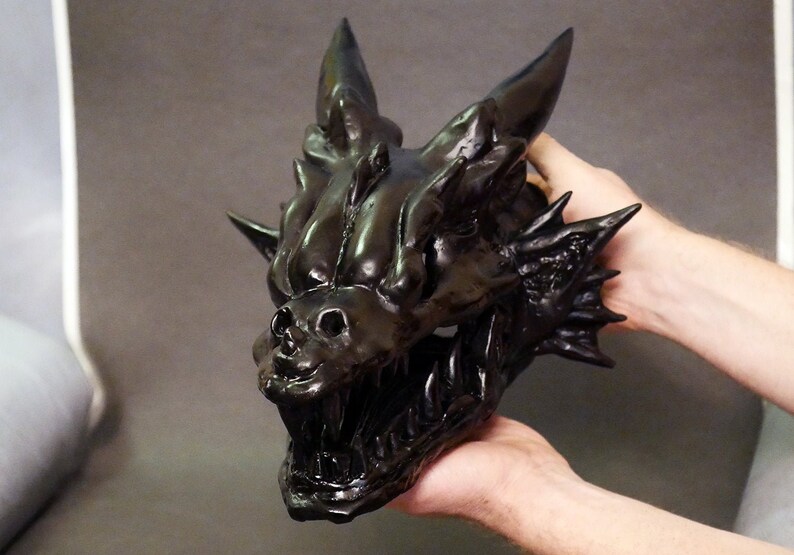 Black Dragon Head Sculpture Large Dragon Skull Decor Full - Etsy