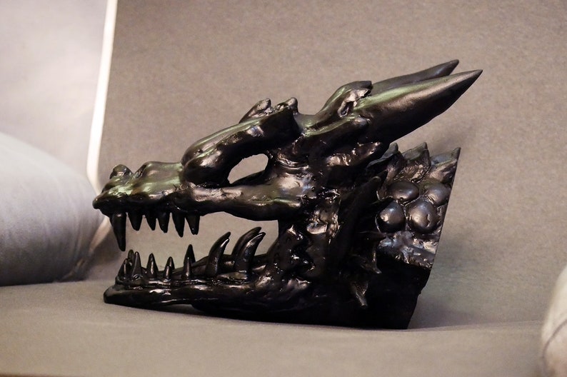 Black Dragon Head Sculpture Large Dragon Skull Decor Full - Etsy