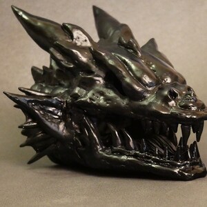 Black Dragon Head Sculpture Large Dragon Skull Decor Full - Etsy