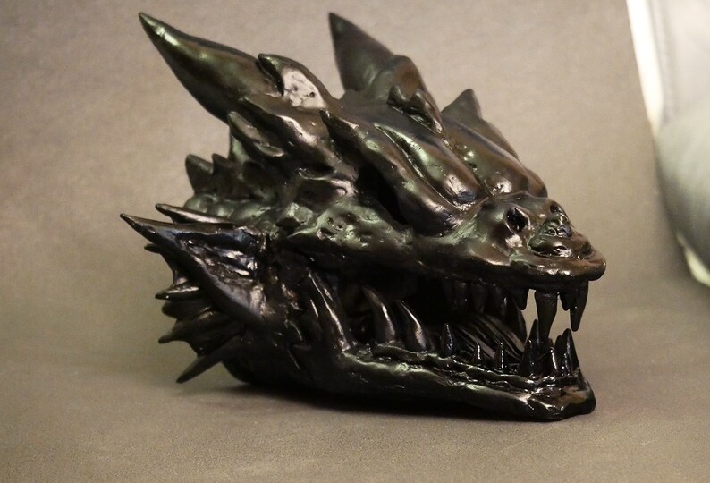 Black Dragon Head Sculpture Large Dragon Skull Decor Full - Etsy