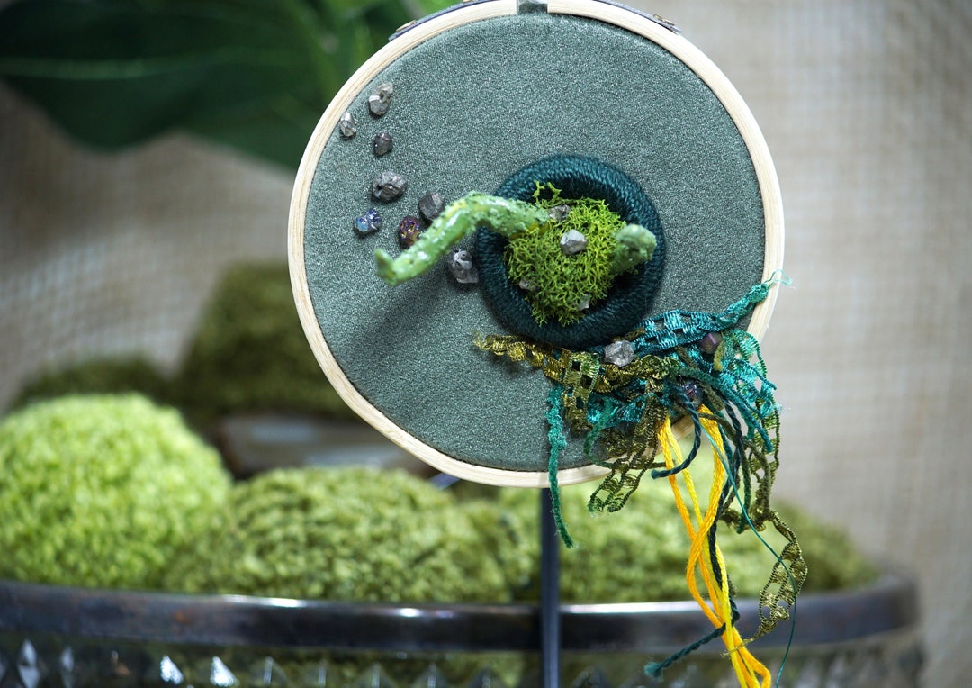 GREEN THINGS GROWING 3D Embroidery Art Mixed Media Embroidery Bead ...