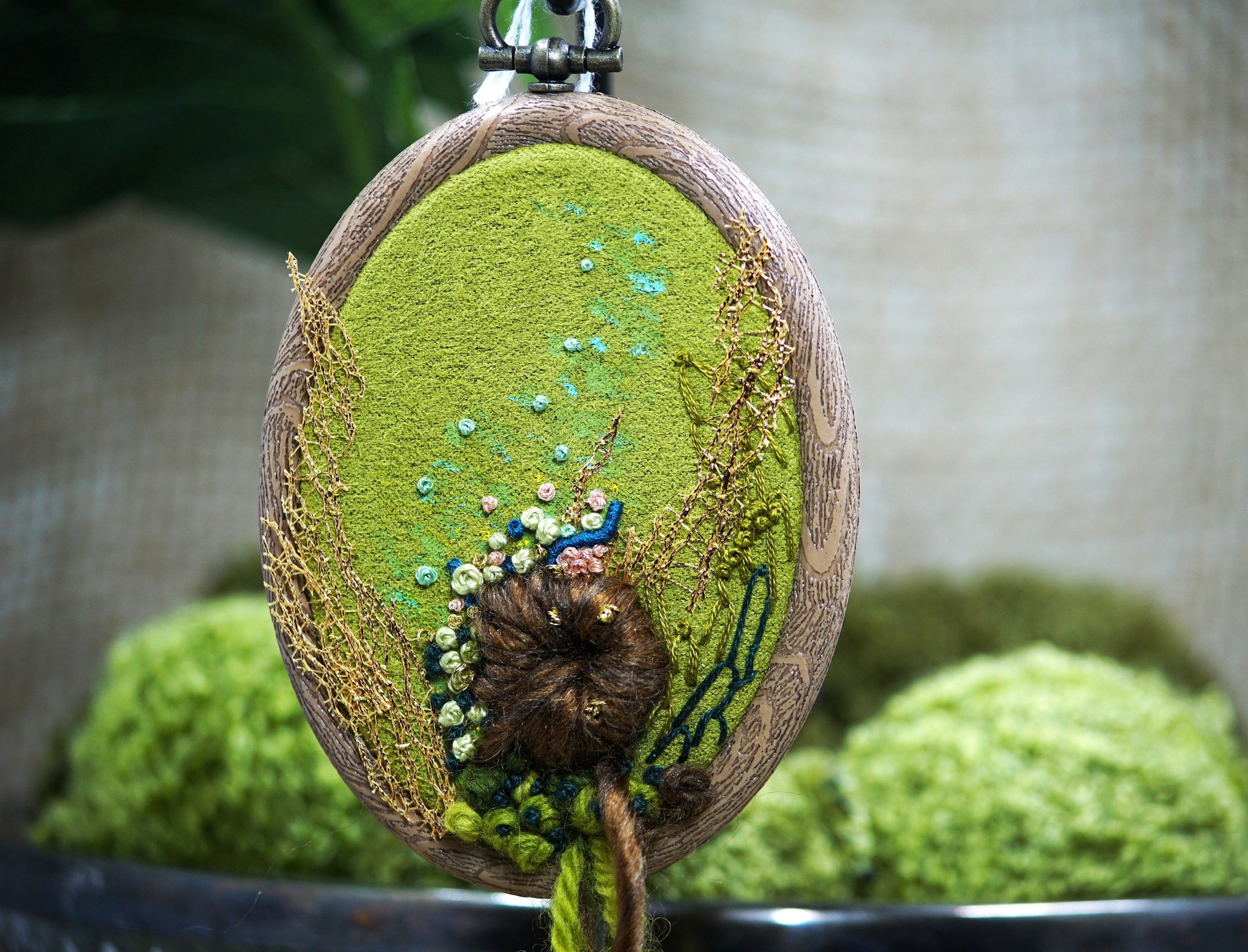 Mossy Forest Floor Collection: GOLDEN MYCELIUM & MOSS Embroidery Art ...