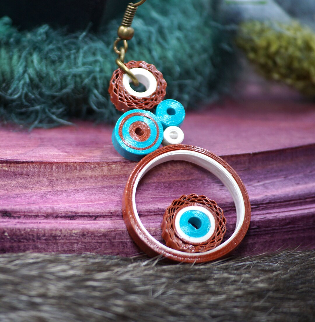 Patina Gear Earrings 2" Long Paper Earrings 1st Anniversary Gift for ...