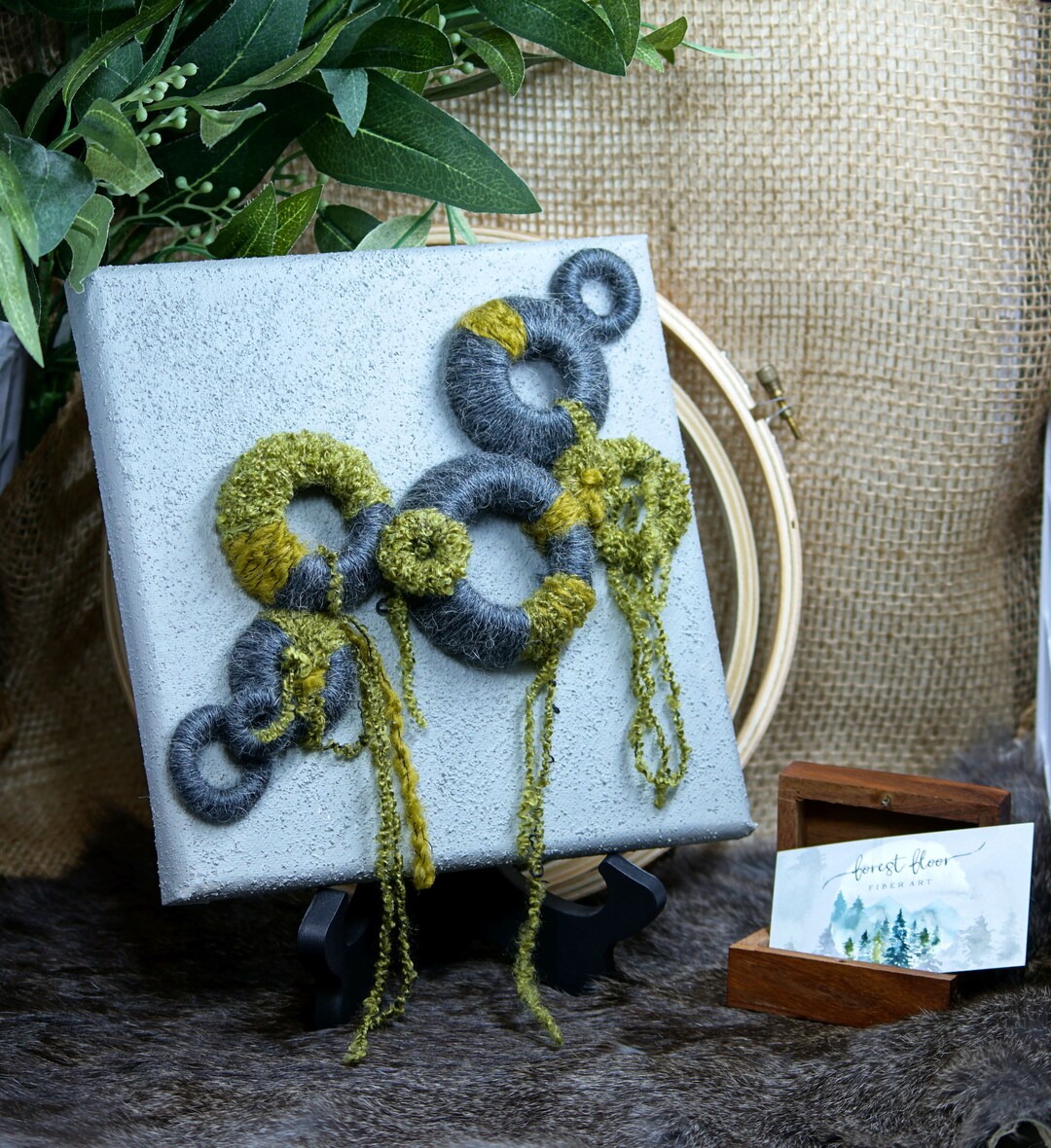 MOSSY RIVER ROCKS 3 Original 3D Textile Art Fiber Art Display Moss Wall ...