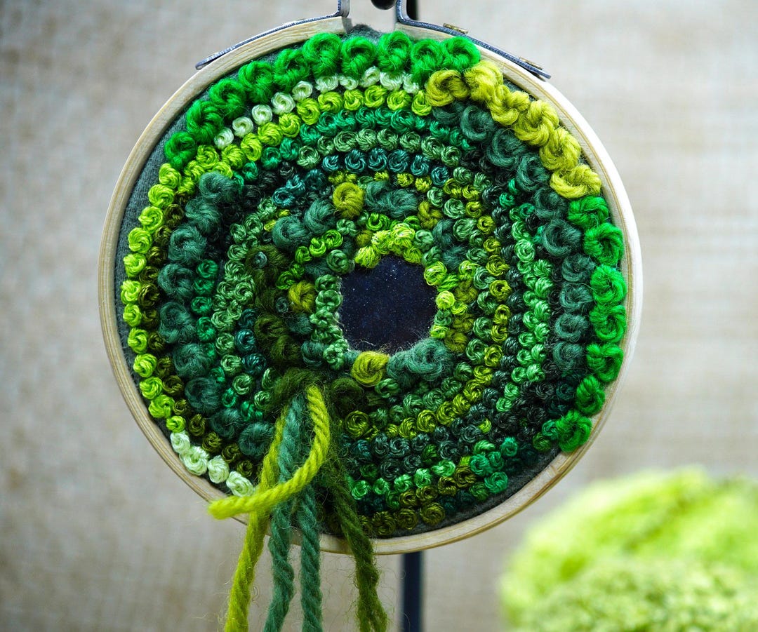 Mossy Reflection Pool Moss Embroidery Moss Fiber Art Moss Textile Art ...