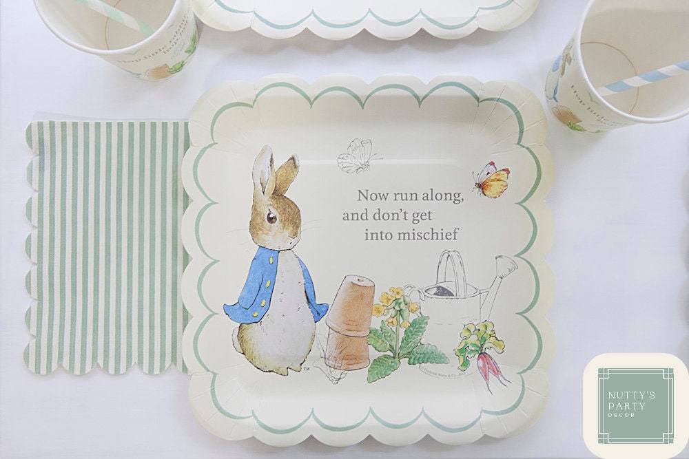 Easter Peter Rabbit Table Decor, Peter Rabbit Plates, Peter Rabbit Cups ...