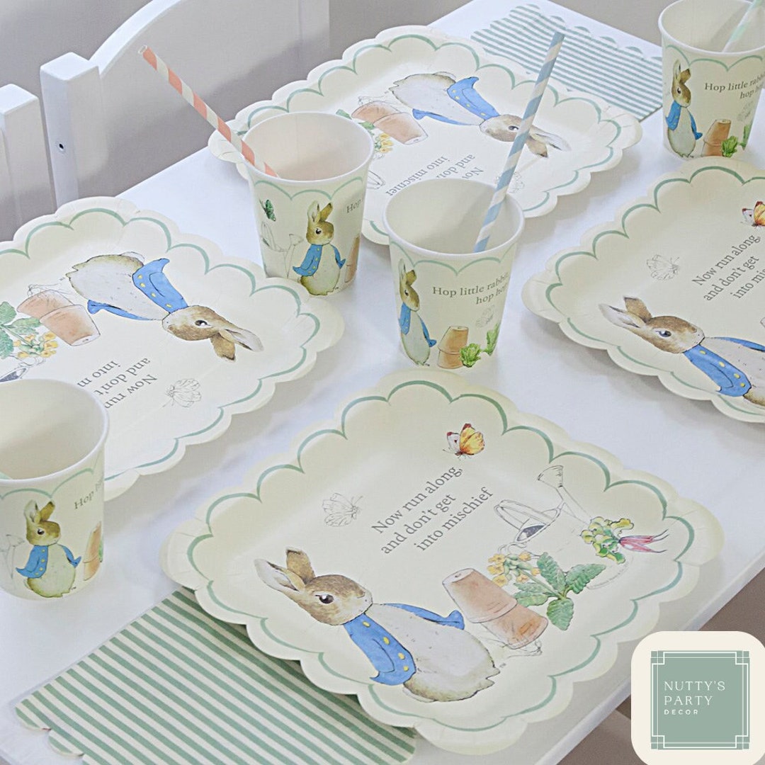 Easter Peter Rabbit Table Decor, Peter Rabbit Plates, Peter Rabbit Cups ...