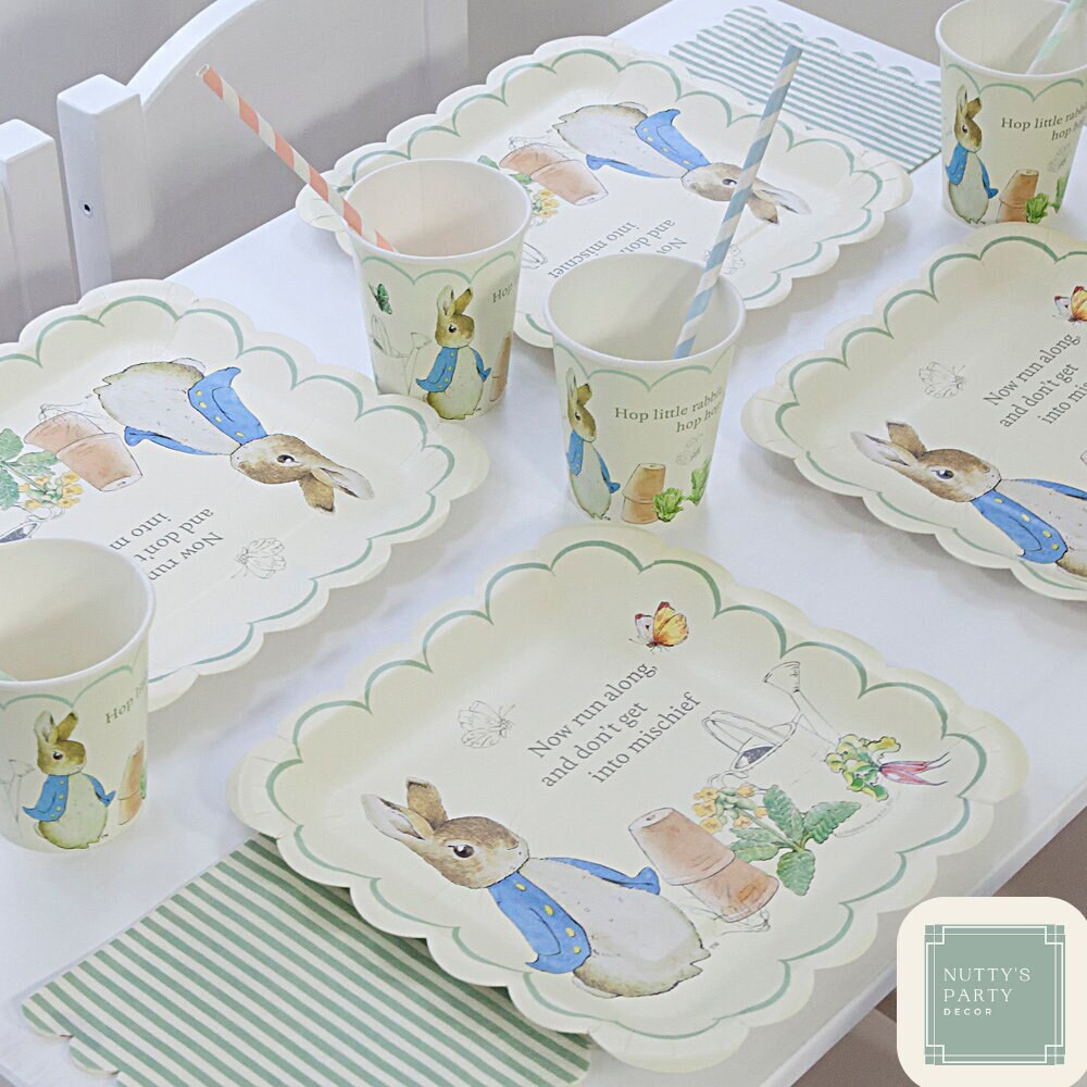Easter Peter Rabbit Table Decor, Peter Rabbit Plates, Peter Rabbit Cups ...